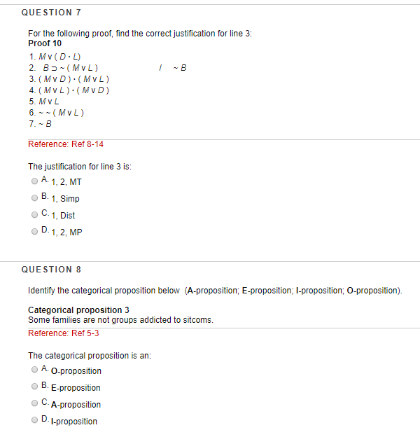 Solved QUESTION 5 Determine whether the following completed | Chegg.com
