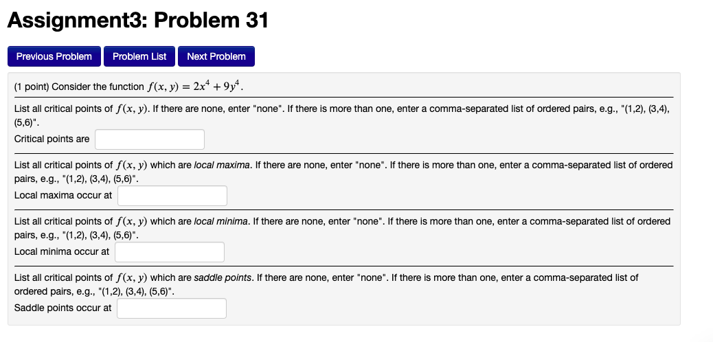 Solved Assignment3: Problem 30 Previous Problem Problem List | Chegg.com