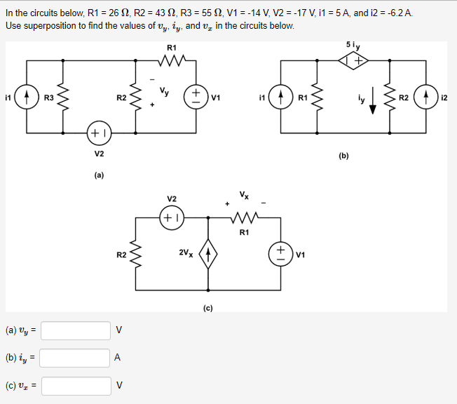 Solved In the circuits below, R1 26 , R2 = 43 Q, R3 = 55 , | Chegg.com