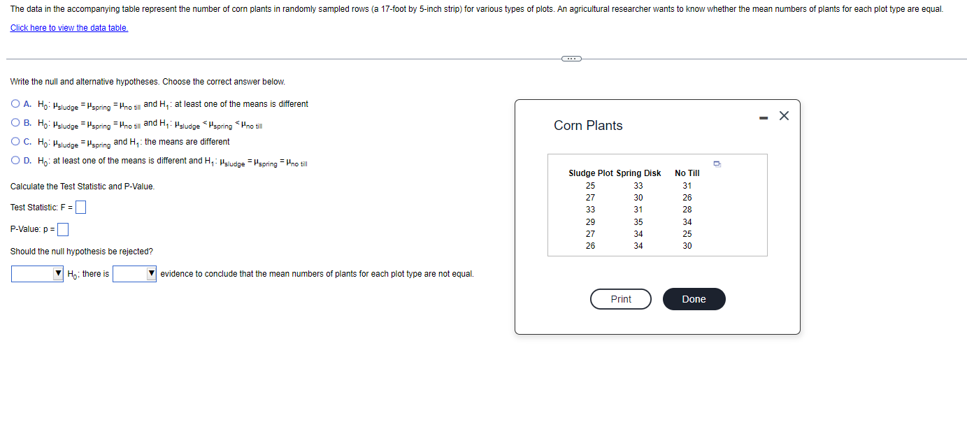 Solved Click here to view the data table. Write the null and | Chegg.com