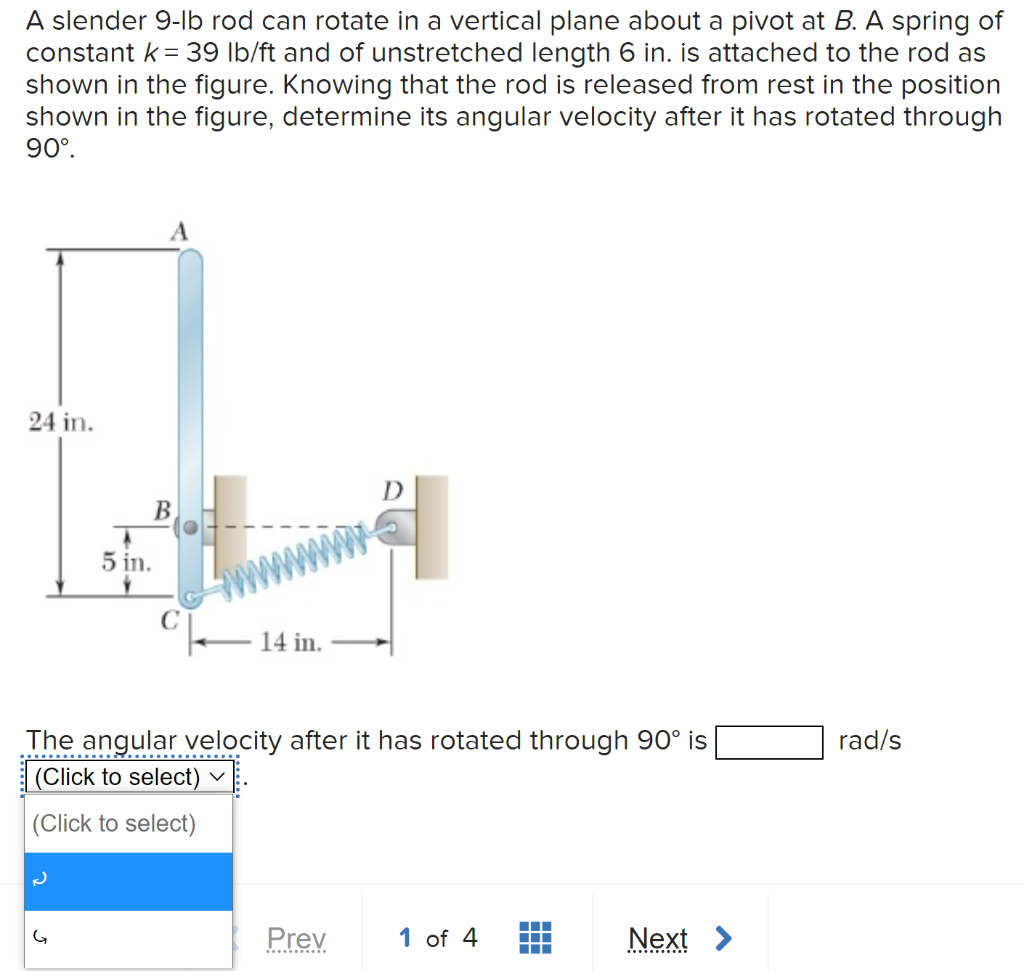 Solved A slender 9-lb rod can rotate in a vertical plane | Chegg.com