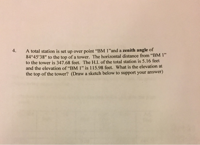 Solved A total station is set up over point "BM 1" and a | Chegg.com