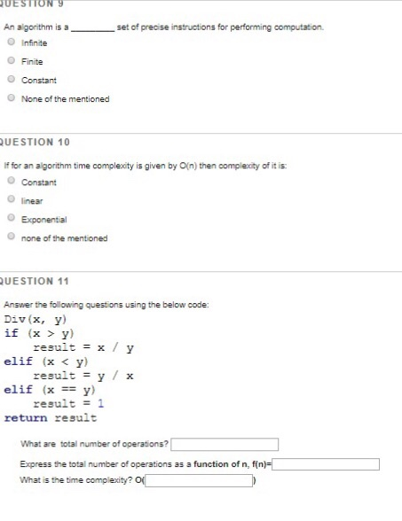 Solved An algorithm is a_ set of precise instructions for | Chegg.com