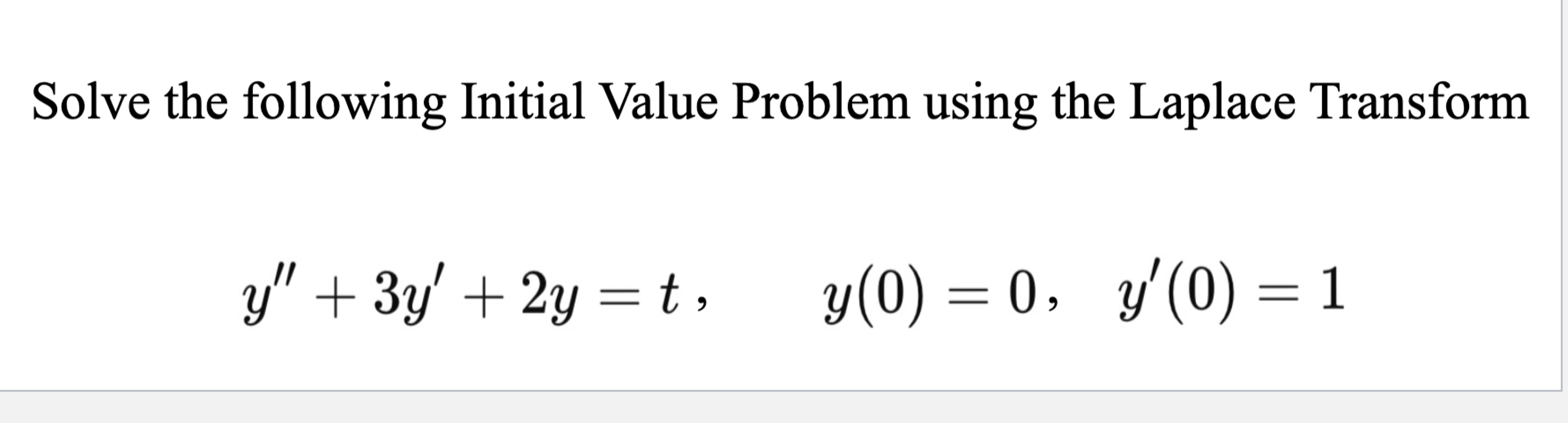 Solved Solve the following Initial Value Problem using the | Chegg.com