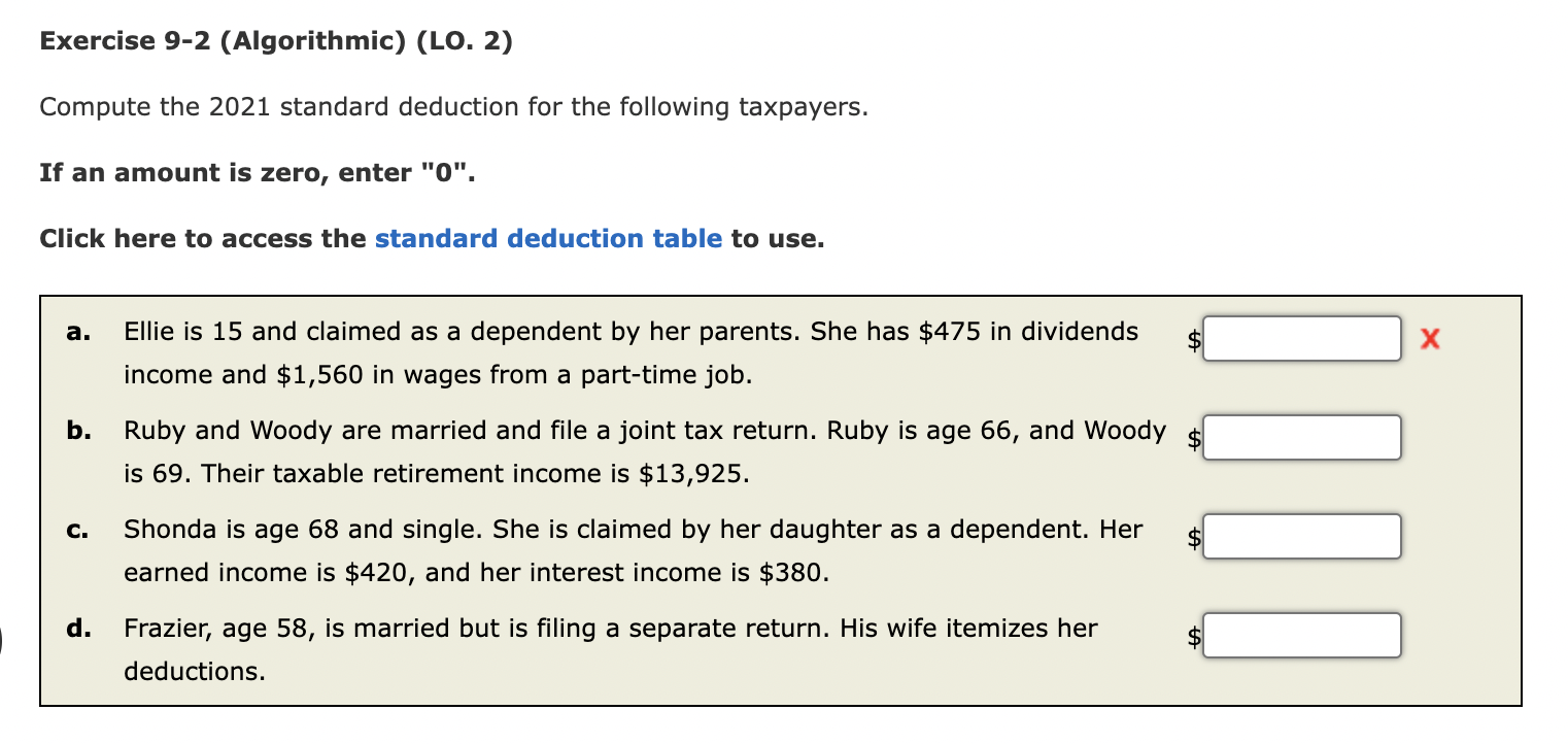 Solved Exercise 9-2 (Algorithmic) (LO. 2) Compute the 2021 | Chegg.com