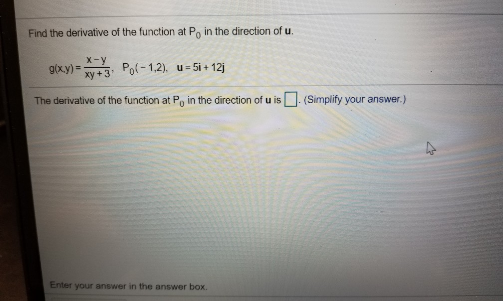 Solved Find the derivative of the function at Po in the | Chegg.com