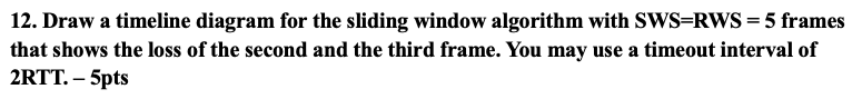 Solved 12. Draw a timeline diagram for the sliding window | Chegg.com