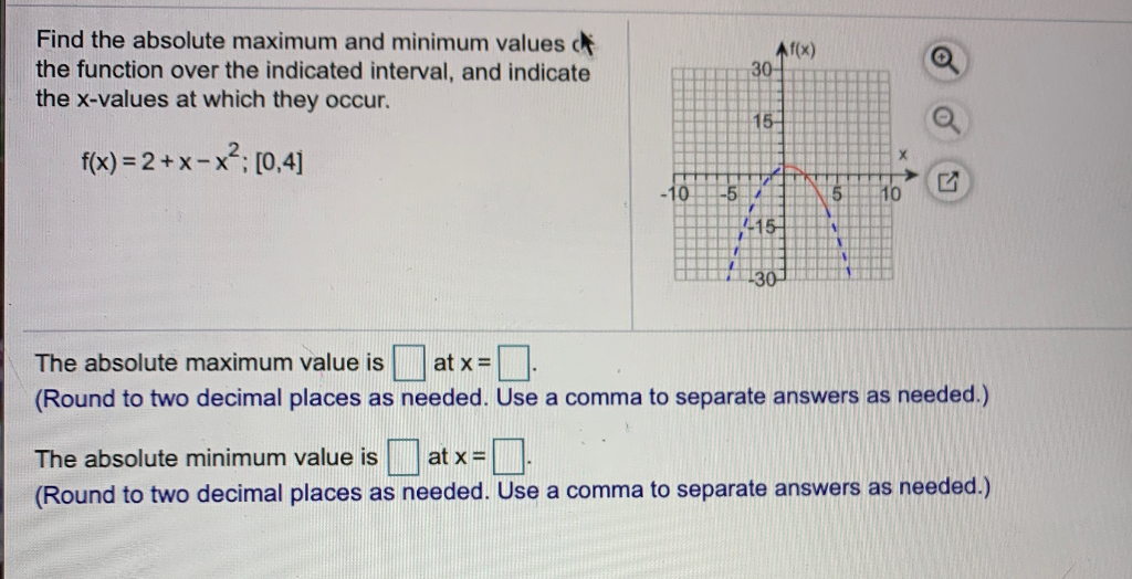 Solved Find the absolute maximum and minimum values the | Chegg.com