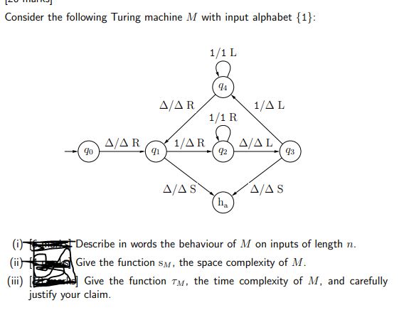 Consider the following Turing machine \\( M \\) with | Chegg.com