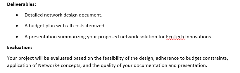Solved evelop a comprehensive network design plan for | Chegg.com