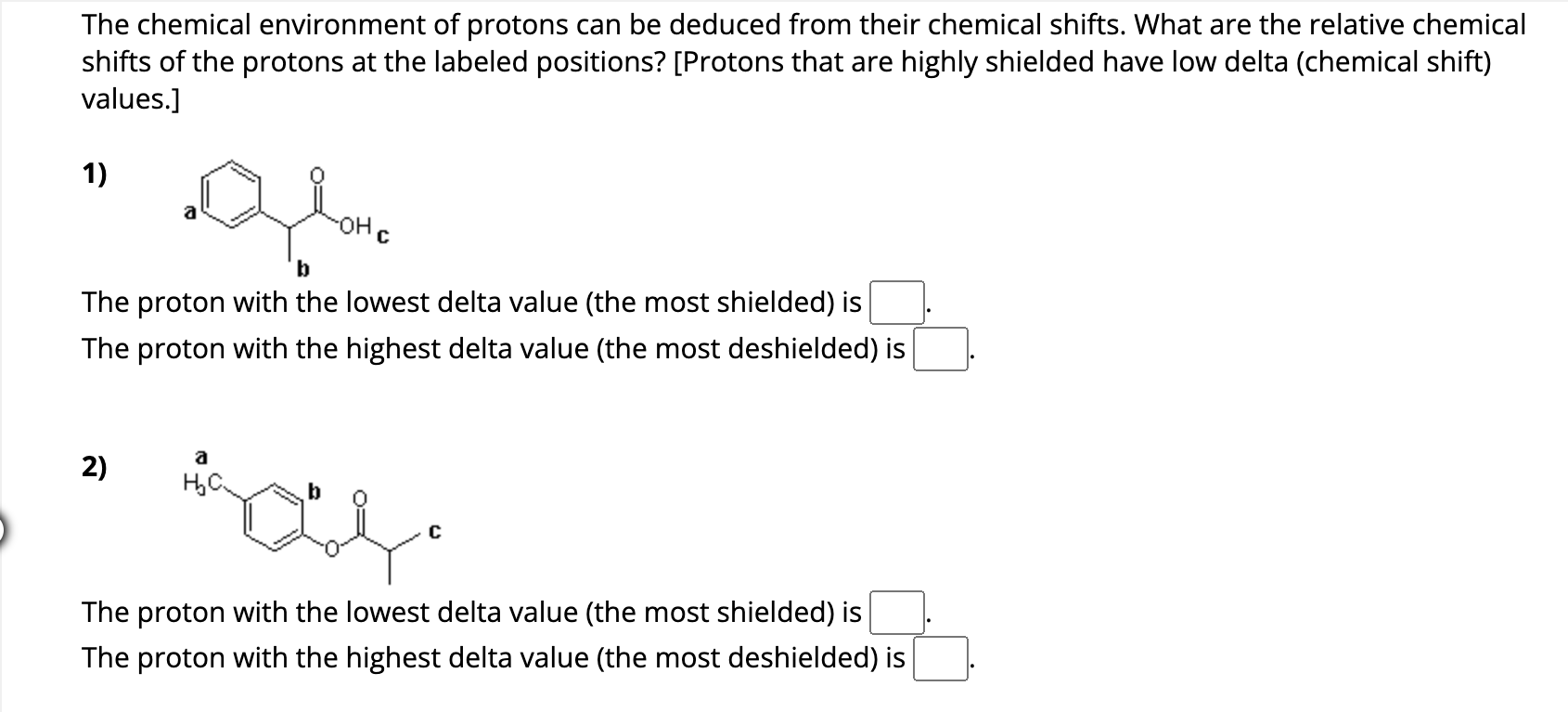 Solved The chemical environment of protons can be deduced | Chegg.com