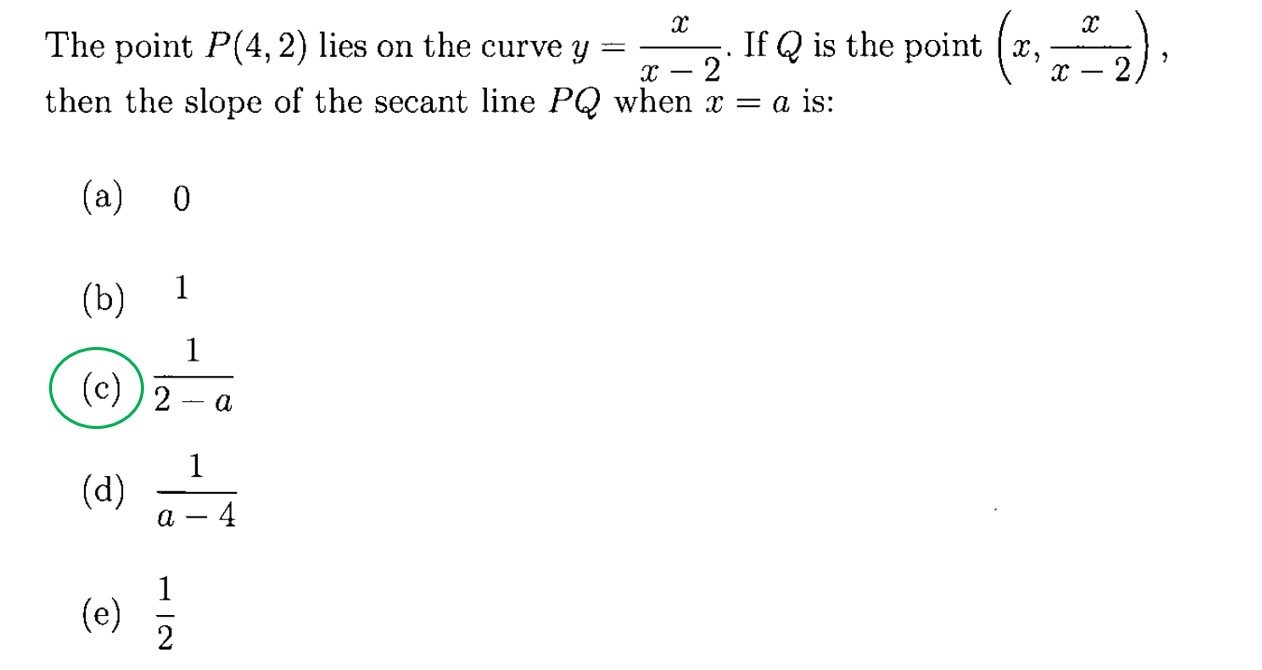 The point P(4,2) ﻿lies on ﻿the curve y=xx-2. If Q is | Chegg.com