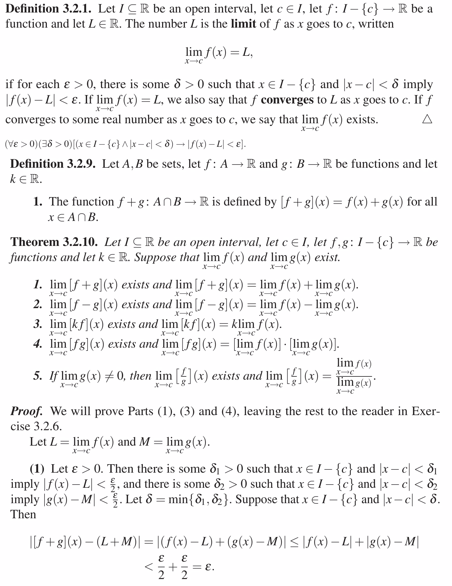 Solved Hi, ﻿I'm reading the proof of one of the limit laws | Chegg.com