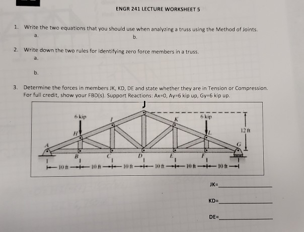 Solved ENGR 241 LECTURE WORKSHEET 5 1. Write the two | Chegg.com