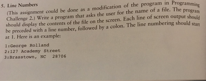 Solved 5. Line Numbers his assignment could be done as a | Chegg.com