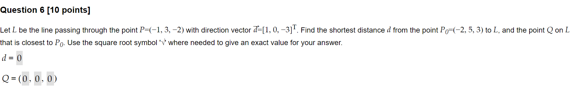 Solved Let L be the line passing through the point P=(−1, 3, | Chegg.com