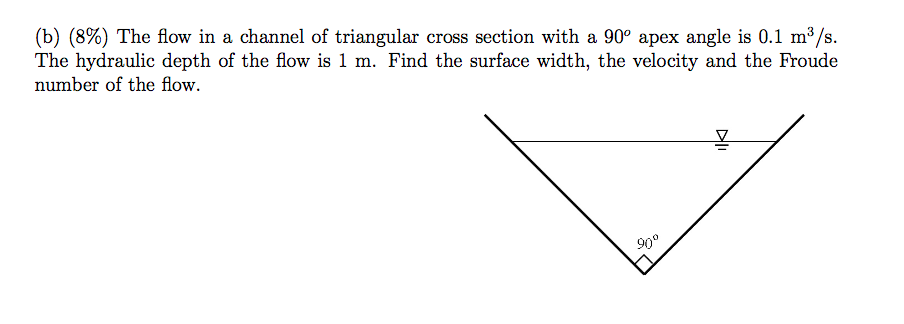 Solved (b) (8%) The flow in a channel of triangular cross | Chegg.com