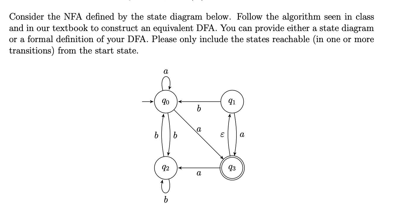 Solved Consider the NFA defined by the state diagram below. | Chegg.com