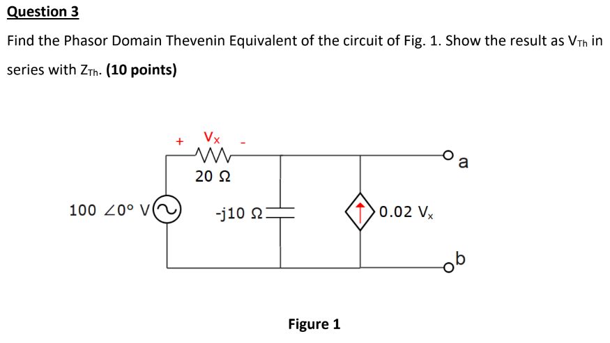 Solved Find the Phasor Domain Thevenin Equivalent of the | Chegg.com
