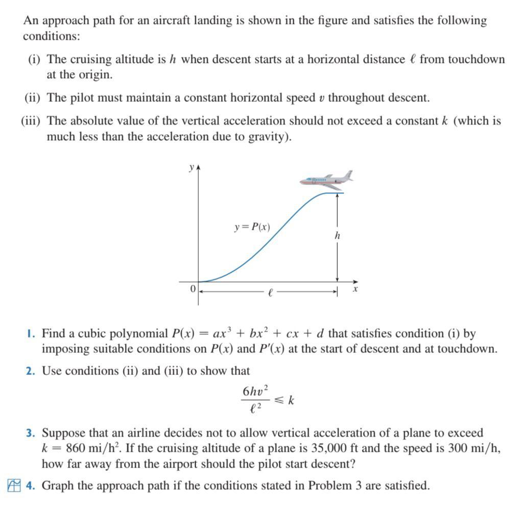 Solved An approach path for an aircraft landing is shown in | Chegg.com
