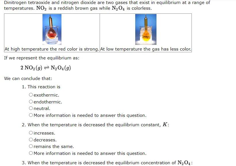 Solved Dinitrogen tetraoxide and nitrogen dioxide are two | Chegg.com