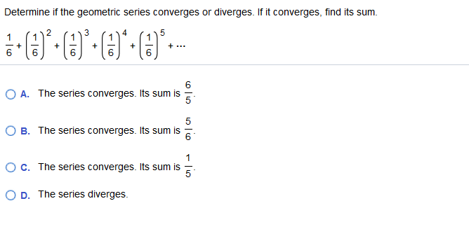 Solved Determine if the geometric series converges or | Chegg.com