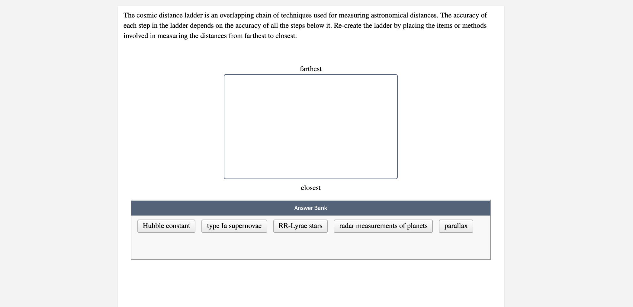 Solved The cosmic distance ladder is an overlapping chain of | Chegg.com