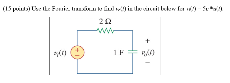 Solved (15 points) Use the Fourier transform to find vo(t) | Chegg.com