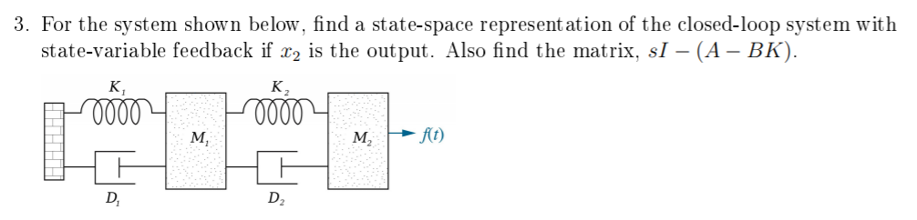 Solved 3. For the system shown below, find a state-space | Chegg.com