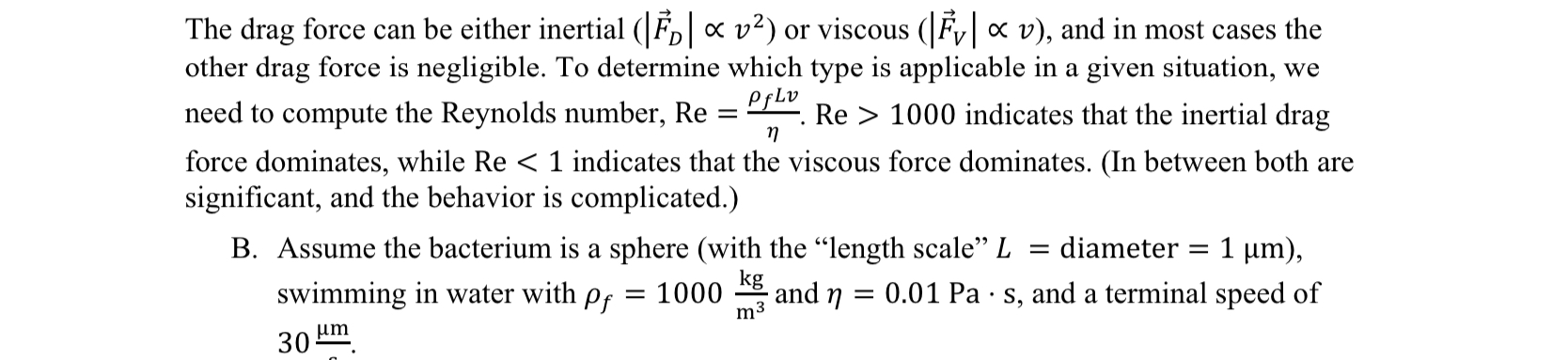 Solved = . ก The drag force can be either inertial ()| v2) | Chegg.com