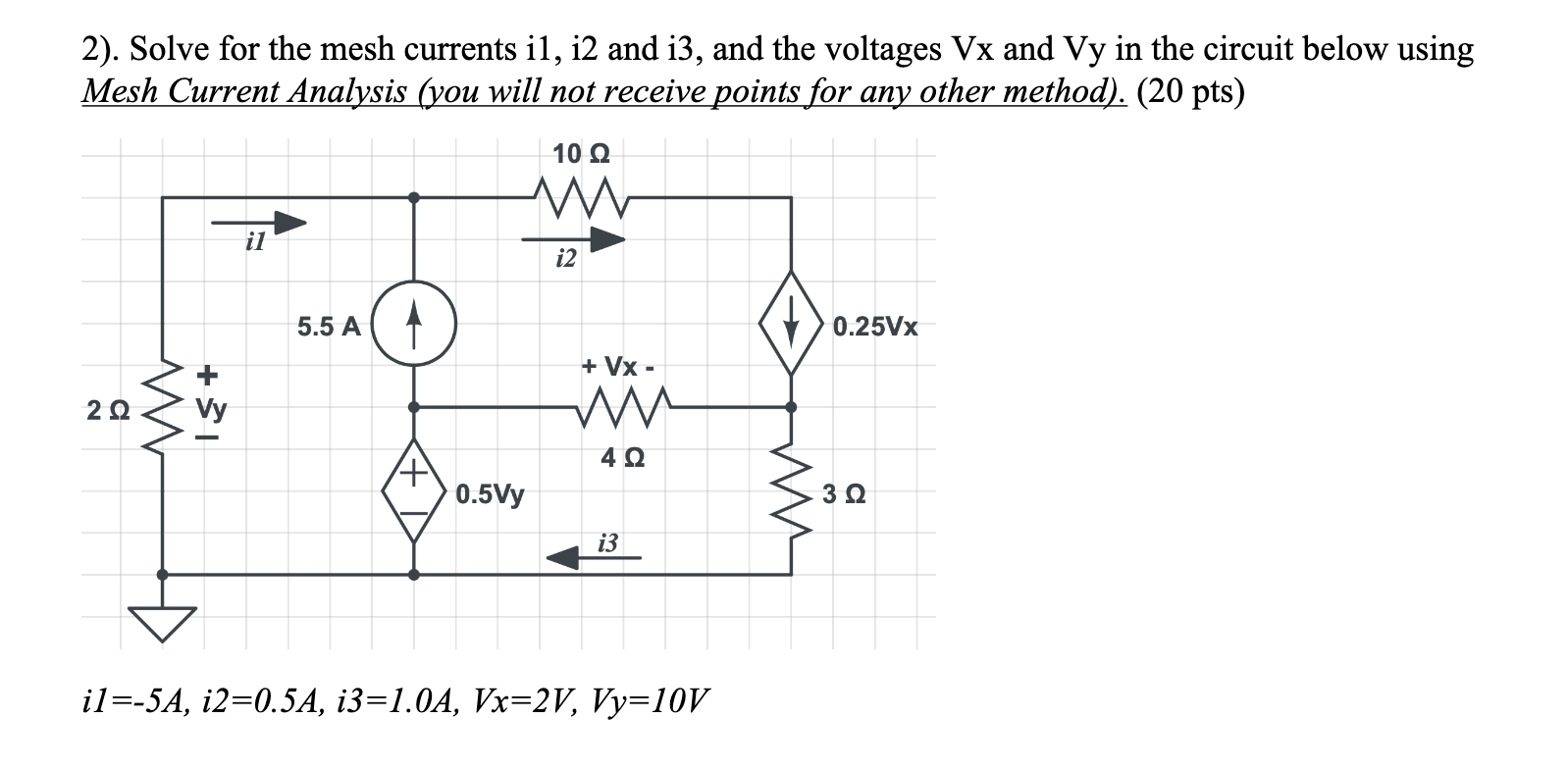 Solved 2). Solve for the mesh currents i1, i2 and i3, and | Chegg.com