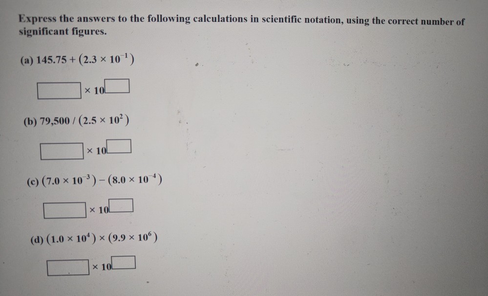 Solved Express the answers to the following calculations in | Chegg.com