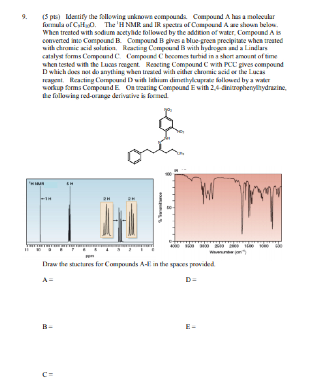 Solved 9. (5 pts) Identify the following unknown compounds. | Chegg.com