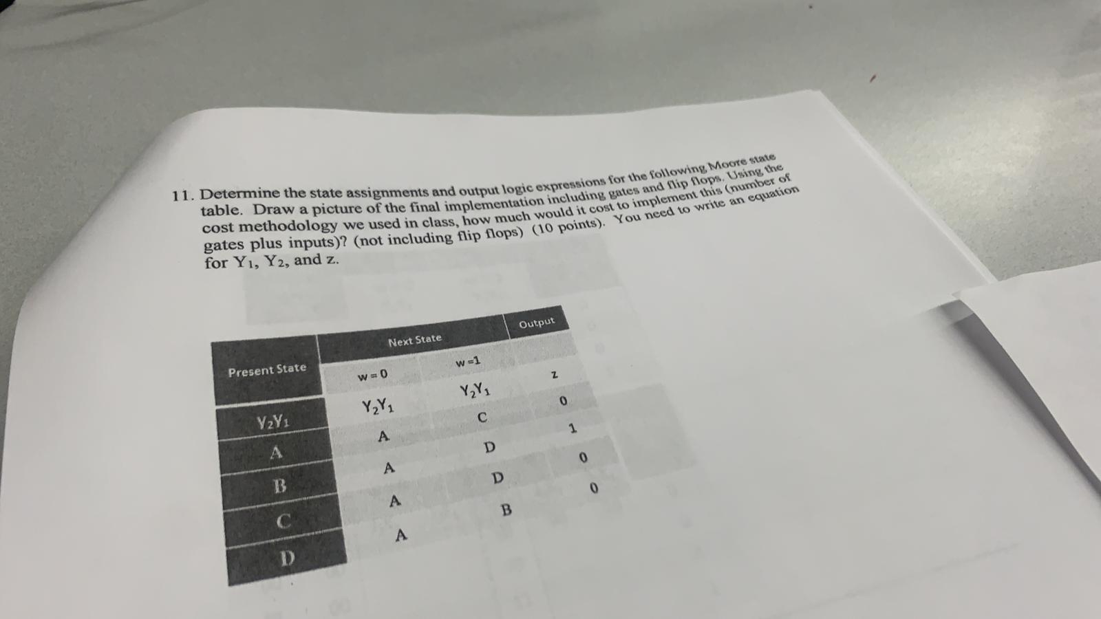Solved 11. Determine the state assignments and output logic | Chegg.com