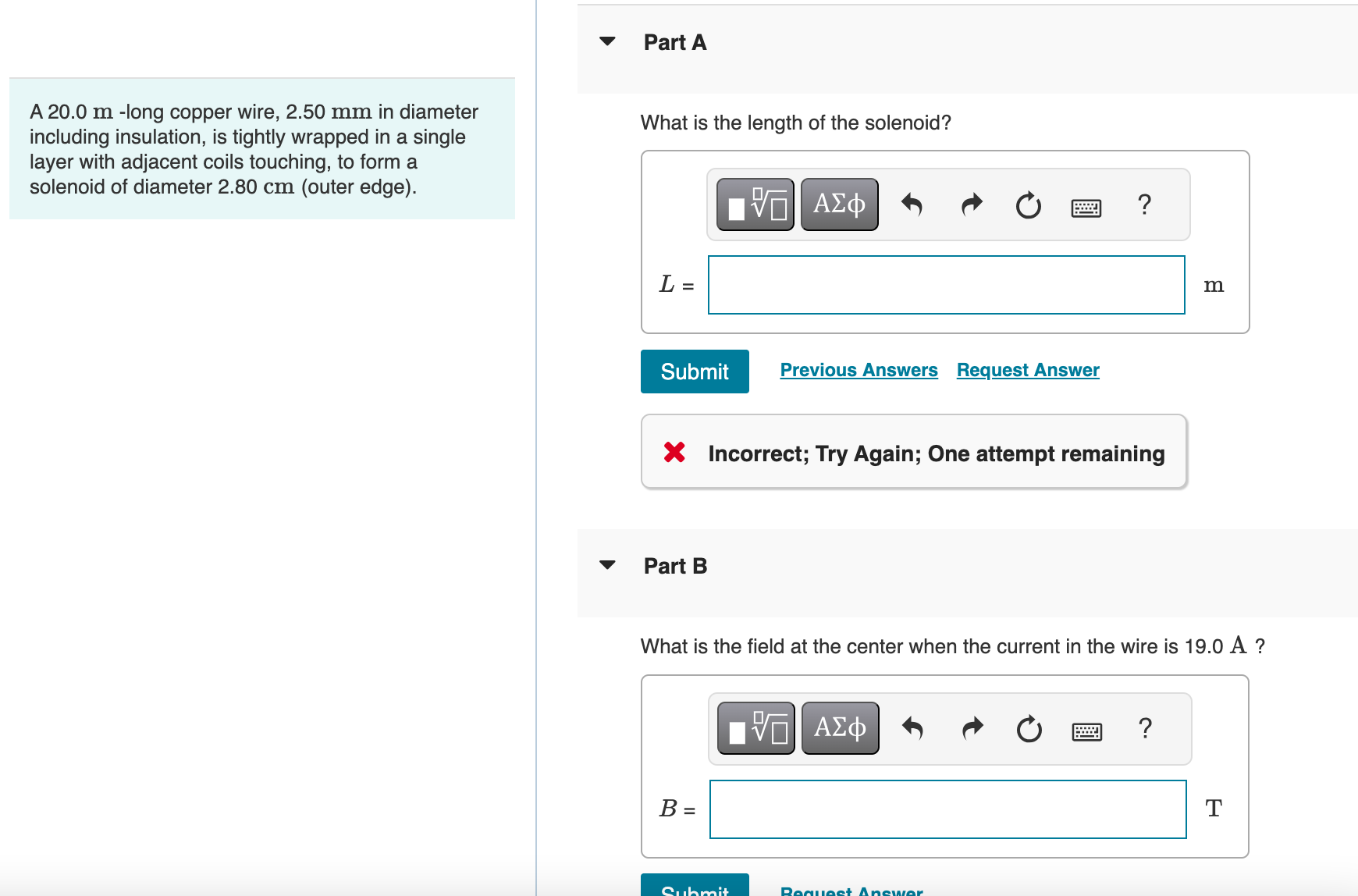 Solved by an EXPERT Part AA 20.0 ﻿m -long copper wire, 2.50 ﻿mm in ...