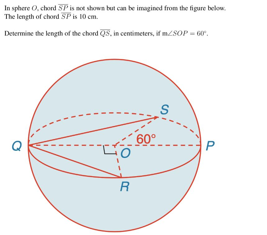 Solved In sphere O, chord SP is not shown but can be | Chegg.com