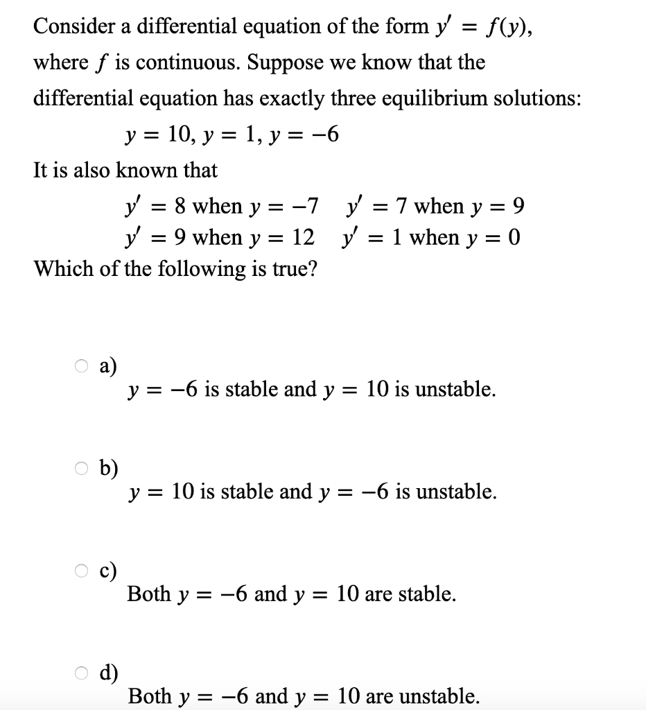 Solved Consider a differential equation of the form y' = | Chegg.com