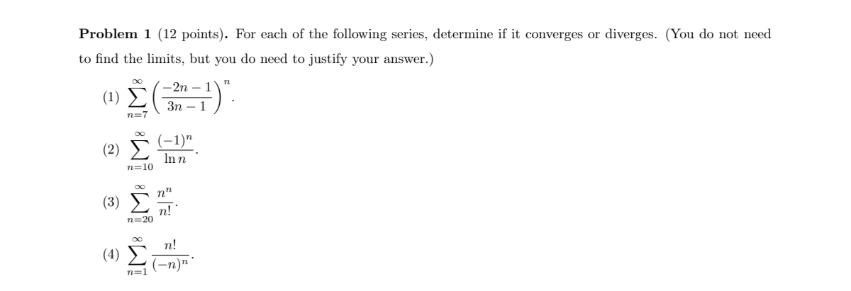 Solved Problem 1 (12 points). For each of the following | Chegg.com