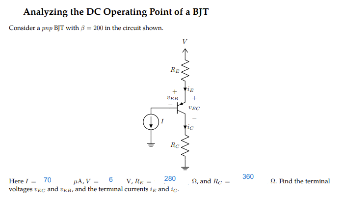 Solved Analyzing the DC Operating Point of a BJT Consider a | Chegg.com