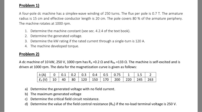 Solved Problem 1) A four-pole dc machine has a simplex-wave | Chegg.com