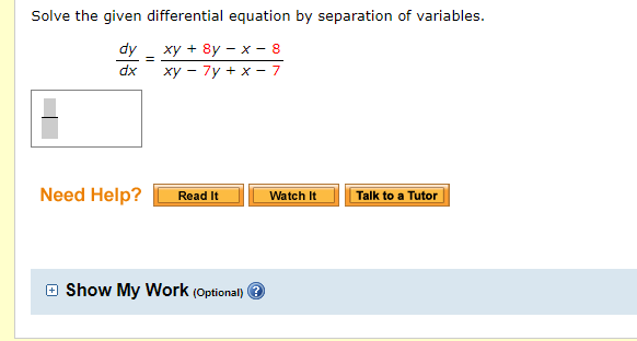 Solved Solve the given differential equation by separation | Chegg.com