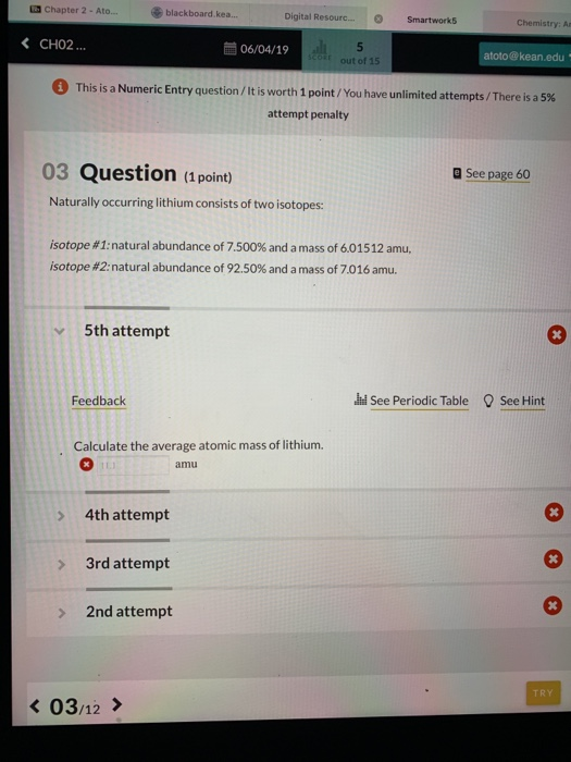 Solved Chapter 2- Ato.. blackboard.kea... Digital Resourc... | Chegg.com