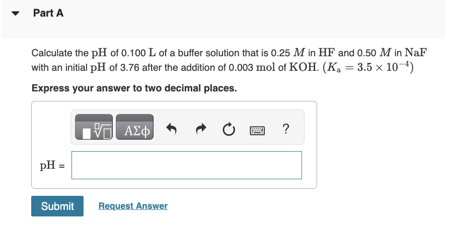 Solved Calculate the pH of 0.100 L of a buffer solution that | Chegg.com