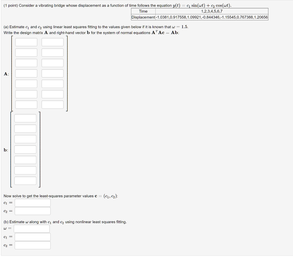 (1 point) Consider a vibrating bridge whose | Chegg.com
