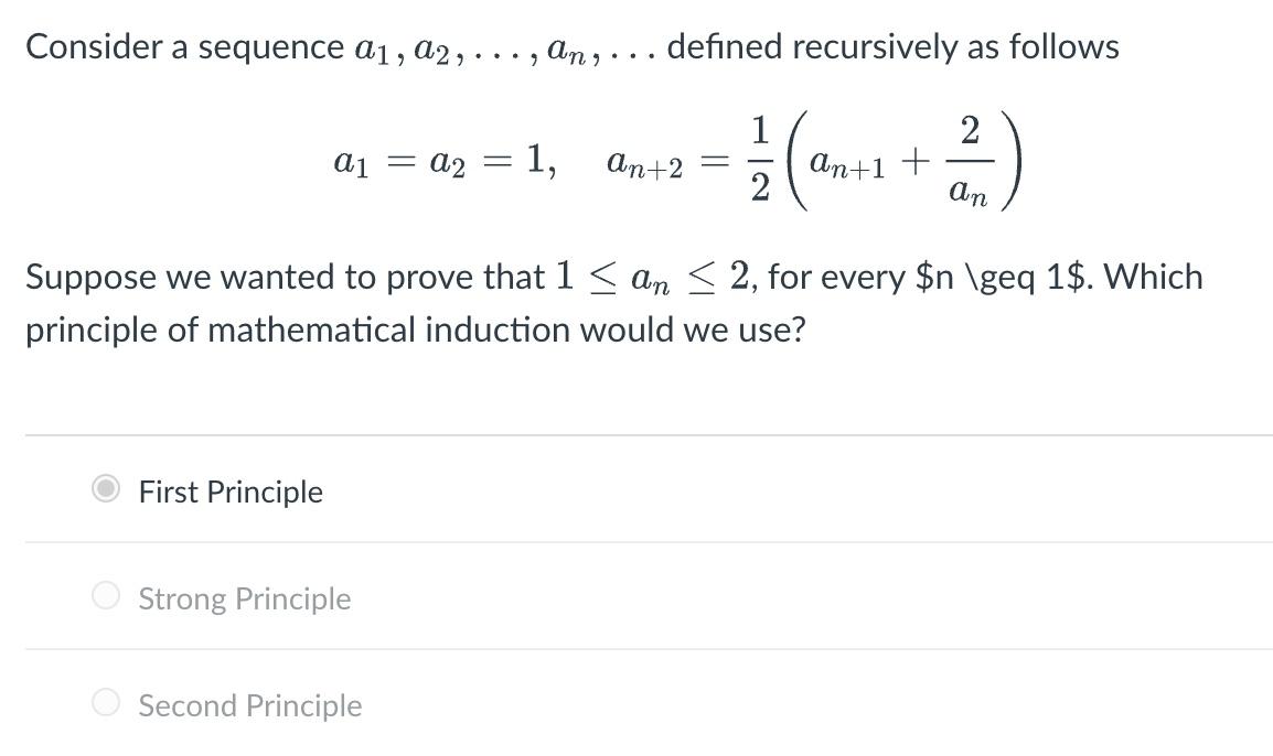 Consider a sequence a1,a2,…,an,… defined recursively | Chegg.com