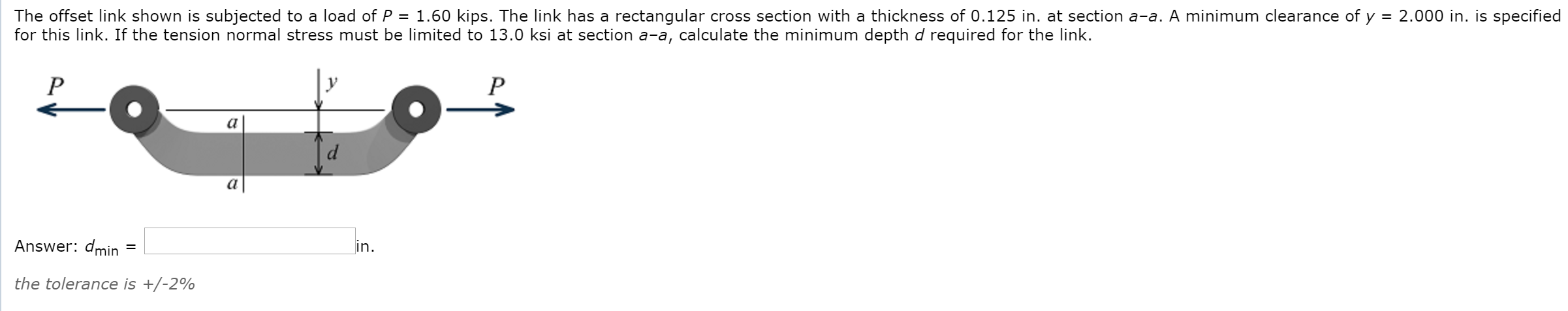 Solved The offset link shown is subjected to a load of P = | Chegg.com