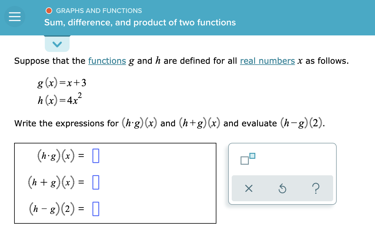 Solved E O GRAPHS AND FUNCTIONS Sum, difference, and product | Chegg.com