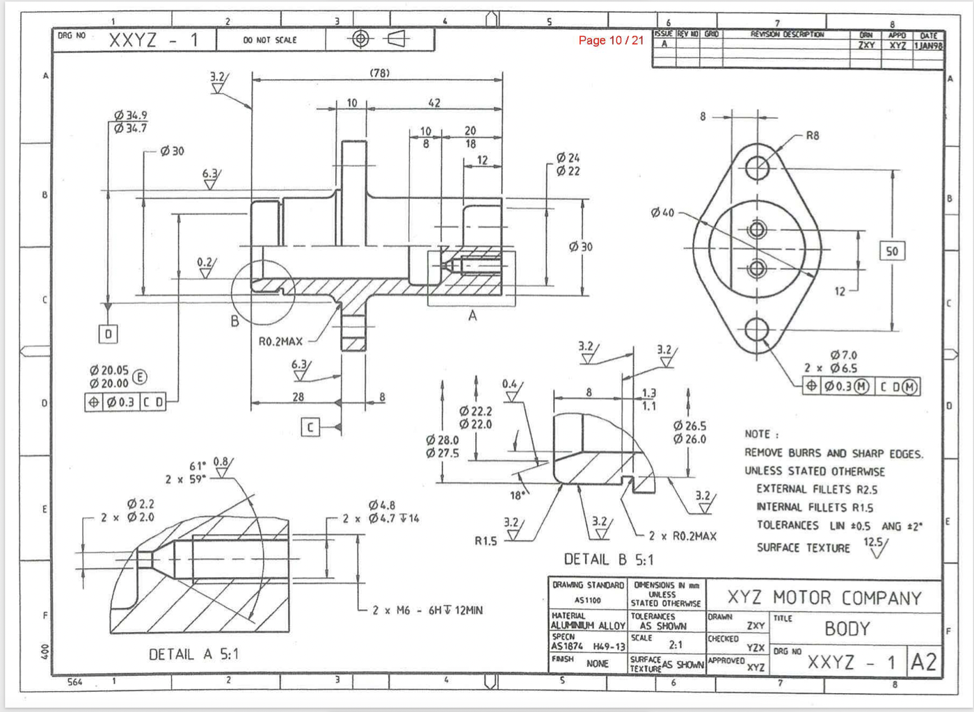 Solved Figure 3.5 shows an orthogonal engineering drawing of | Chegg.com