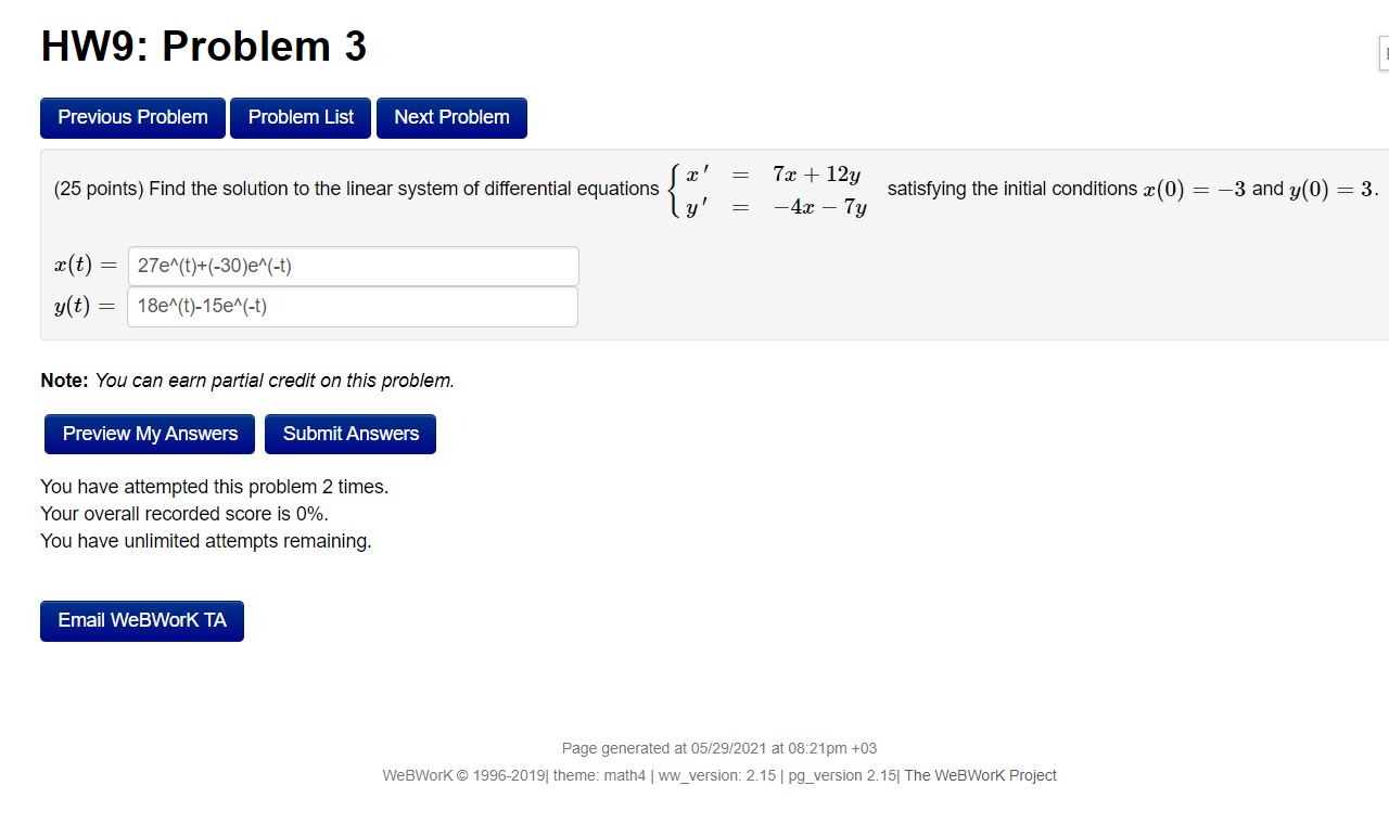 Solved Find the solution to the linear system of | Chegg.com
