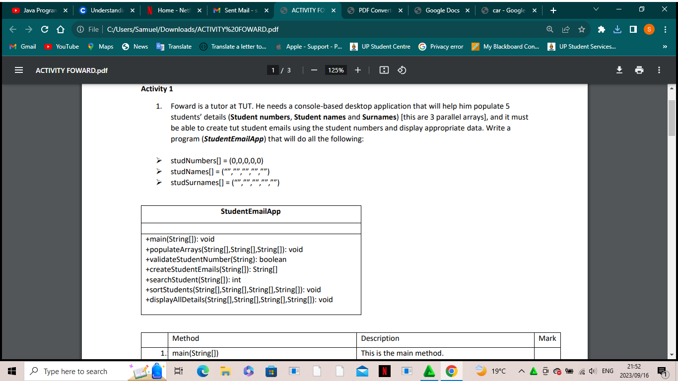 Solved 1. Foward is a tutor at TUT. He needs a console-based | Chegg.com